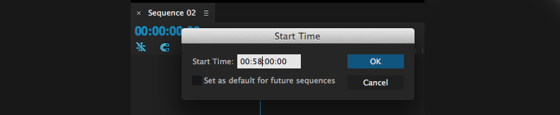 How to Set Sequence Start Timecode in Premiere