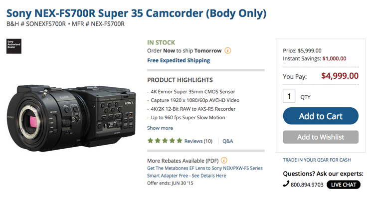 Sony Takes Steps to Phase Out the FS700 with New Price Drop