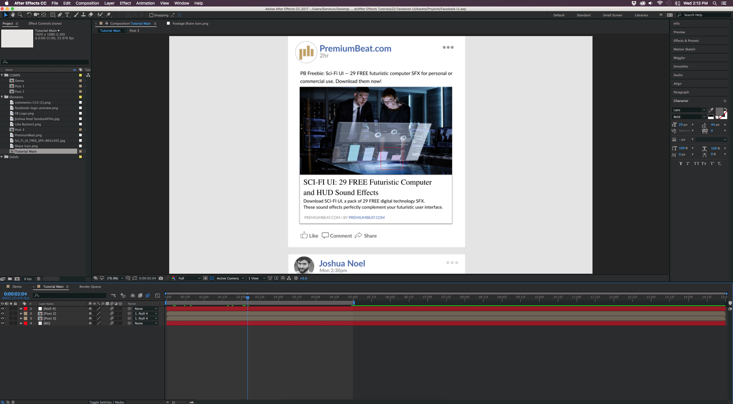 Create and Animate the Facebook UI in Adobe After Effects