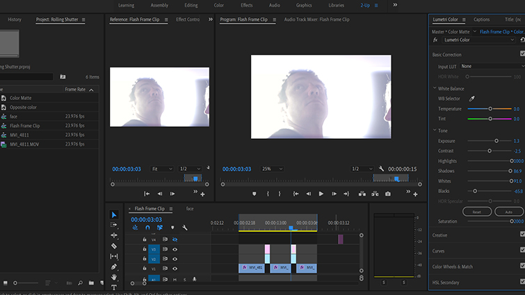 Quick Tip: Fixing Rolling Shutter Flash with Opacity Blends